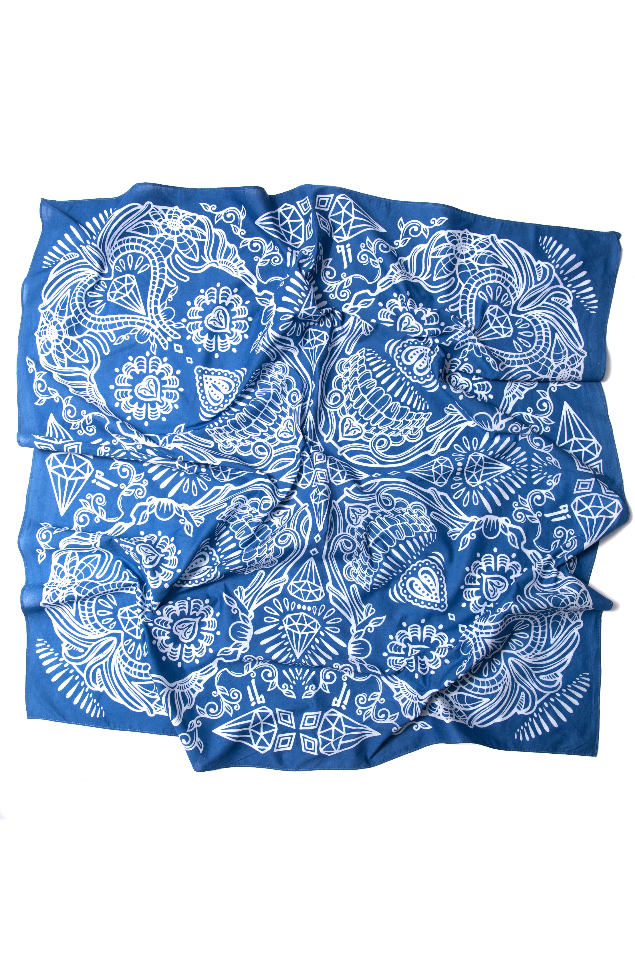 SKULL SQUARE SCARF - batik screen print – Indigo People